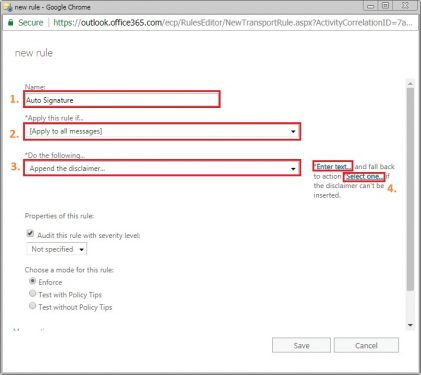 Auto Signature in office 365