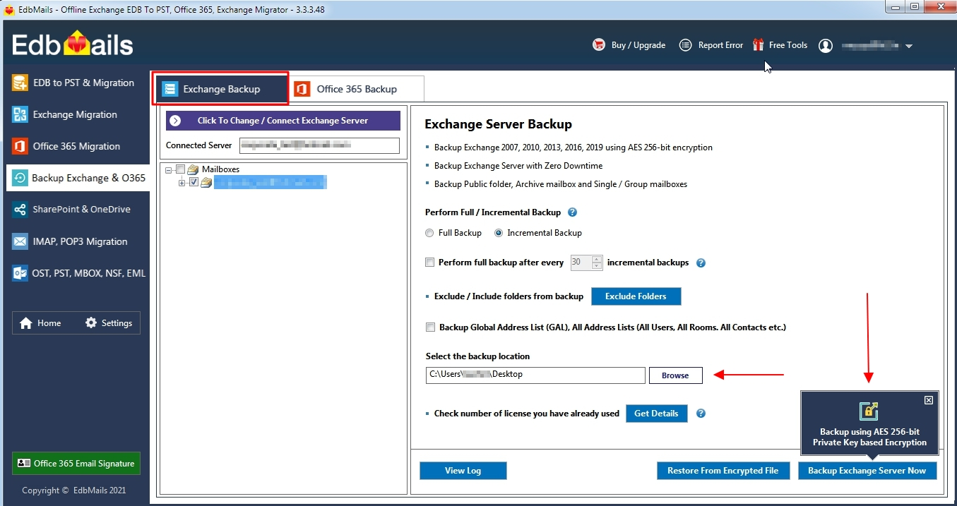 How to perform backup and restore of Exchange Server data?