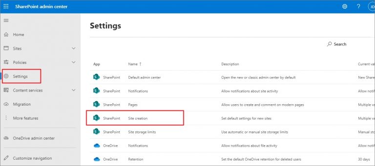Check your SharePoint online storage information