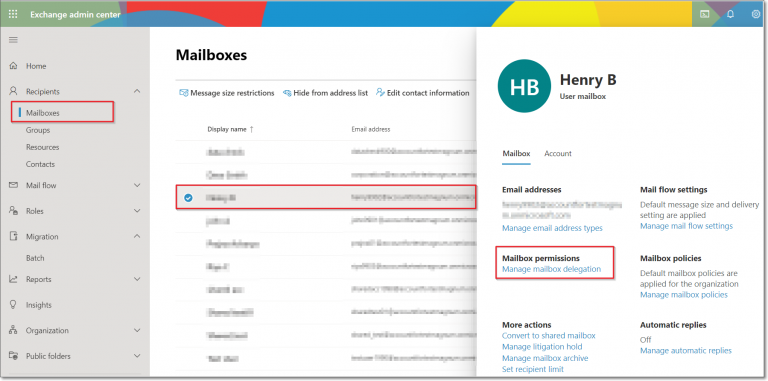 Know about granting permission to other Office 365 Mailboxes
